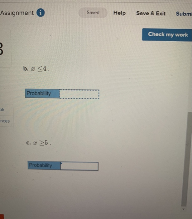 Solved ment i Saved Help Save & Exit Submit Check my work | Chegg.com