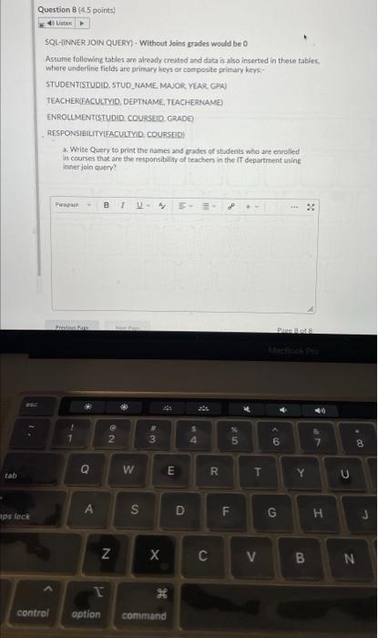 Solved Question 8 (4.5 points Listen SQL-INNER JOIN QUERY - | Chegg.com