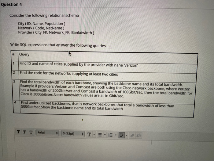 Solved Question 4 Consider the following relational schema | Chegg.com