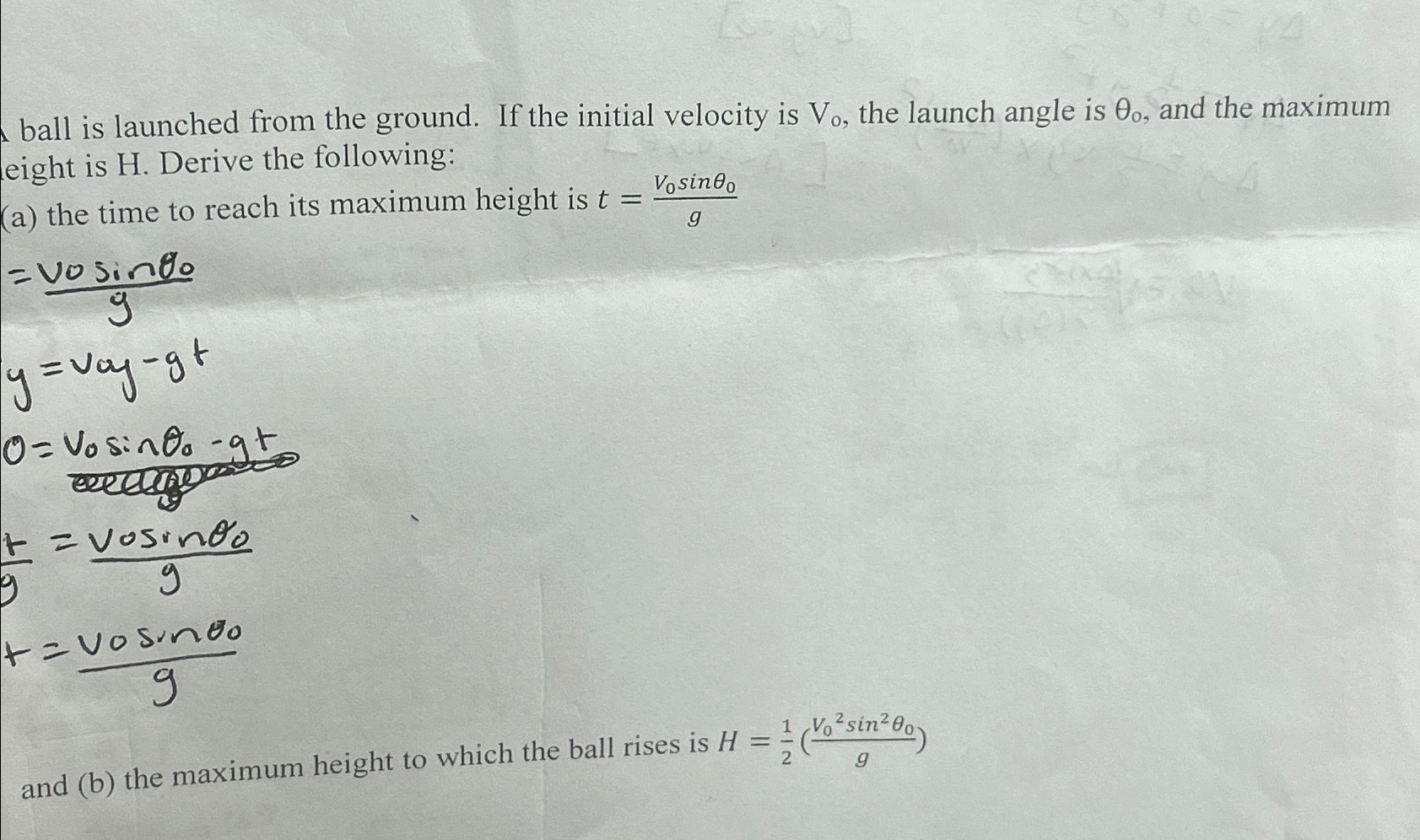 Solved ball is launched from the ground. If the initial | Chegg.com