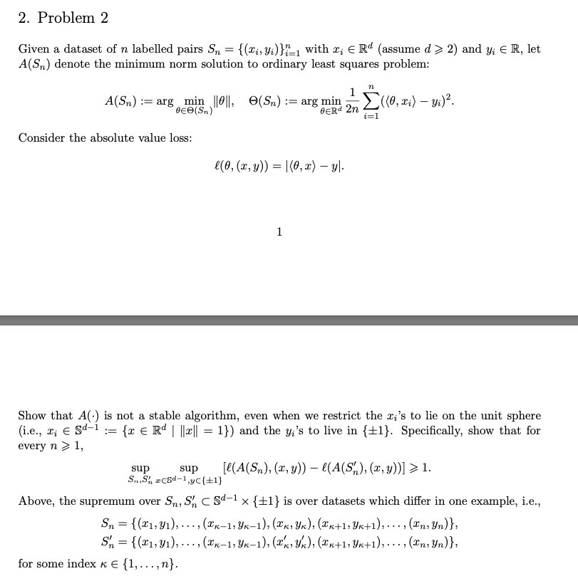 Solved Problem 2Given a dataset of n ﻿labelled pairs | Chegg.com