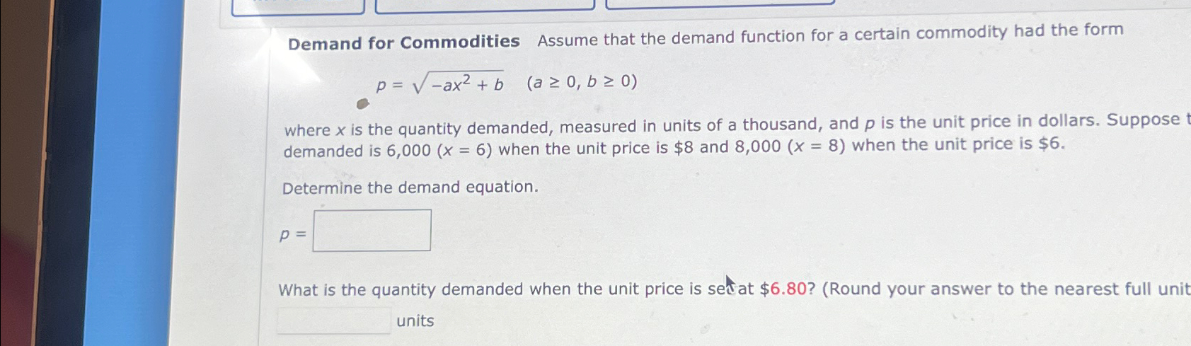 Solved Demand for Commodities Assume that the demand | Chegg.com