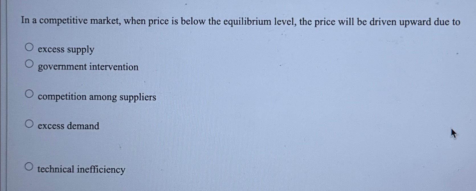 Solved In a competitive market, when price is below the | Chegg.com