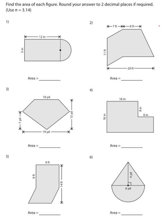 Solved Find the area of each figure. Round your answer to 2 | Chegg.com