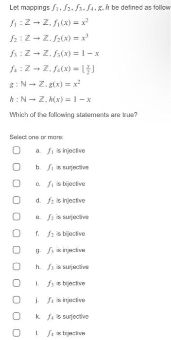Solved Let mappings f1,f2,f3,f4,g,h be defined as follow | Chegg.com