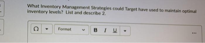 Solved What Inventory Management Strategies could Target | Chegg.com