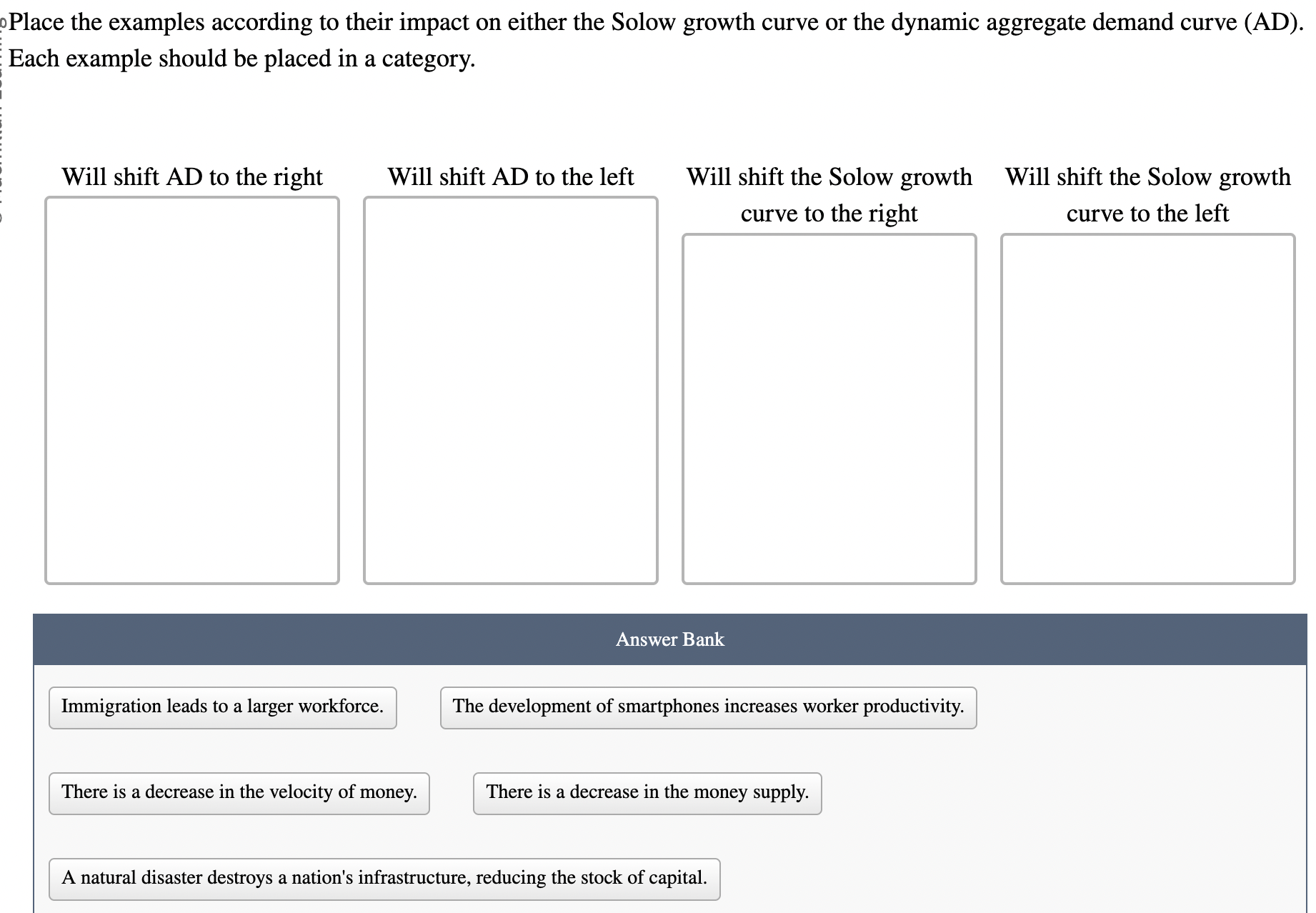 Solved Place the examples according to their impact on | Chegg.com