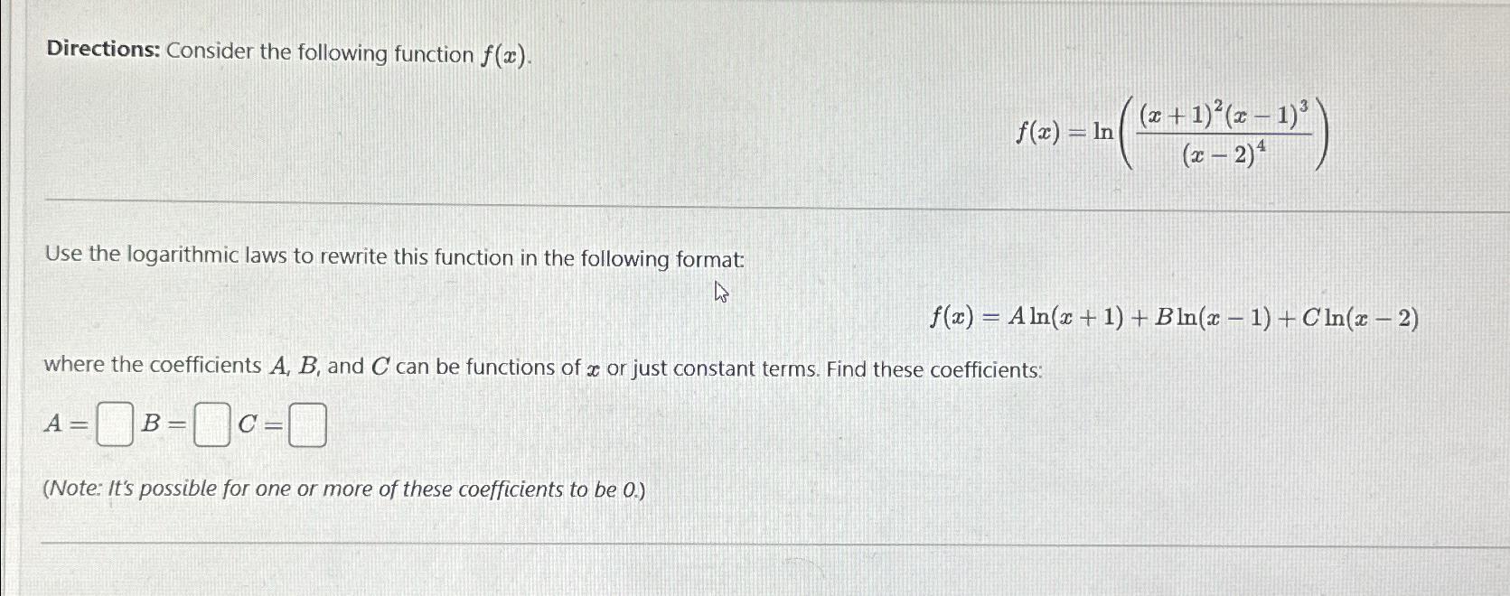 Solved Directions: Consider the following function | Chegg.com