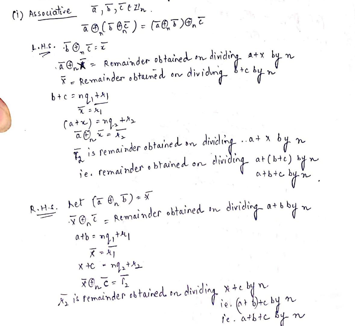 Solved This Is Proof Written By Me On Addition Modulo N 