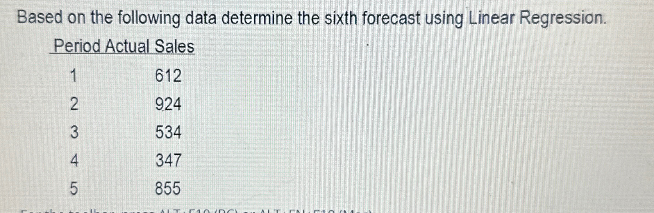 Solved Based on the following data determine the sixth | Chegg.com