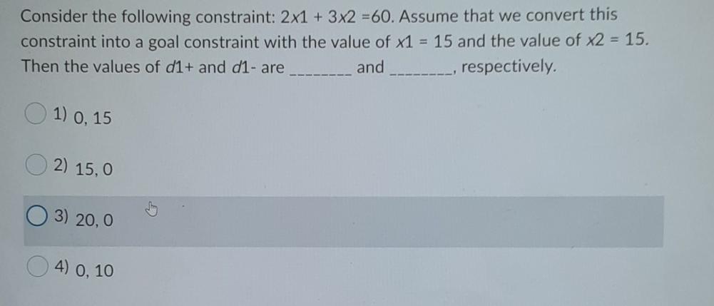 Solved Consider the following constraint: 2x1 + 3x2 =60. | Chegg.com