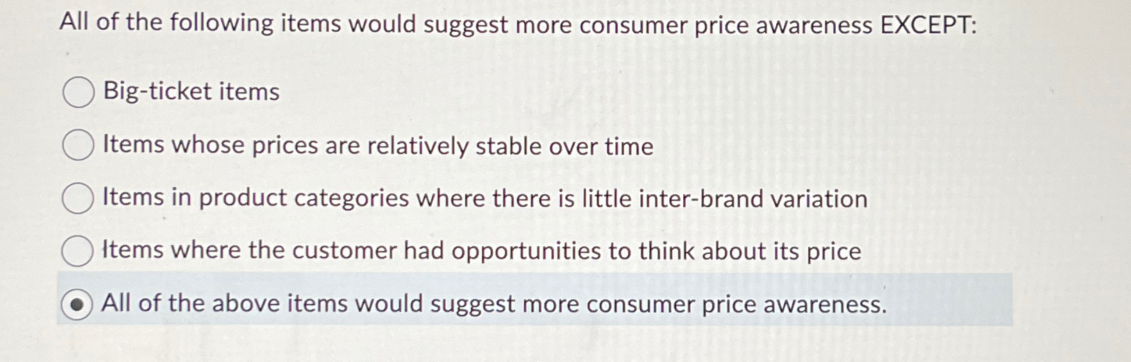 Solved All of the following items would suggest more | Chegg.com