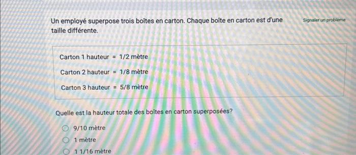 Solved Un employé superpose trois boîtes en carton. Chaque | Chegg.com