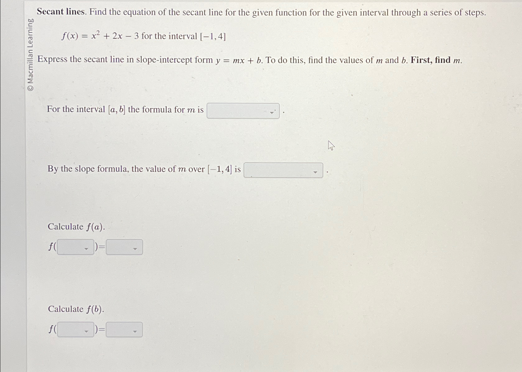 Solved Secant lines. Find the equation of the secant line | Chegg.com