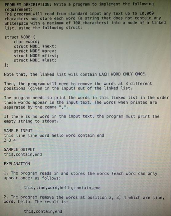 Solved Problem Description Write A Program To Implement The 5441