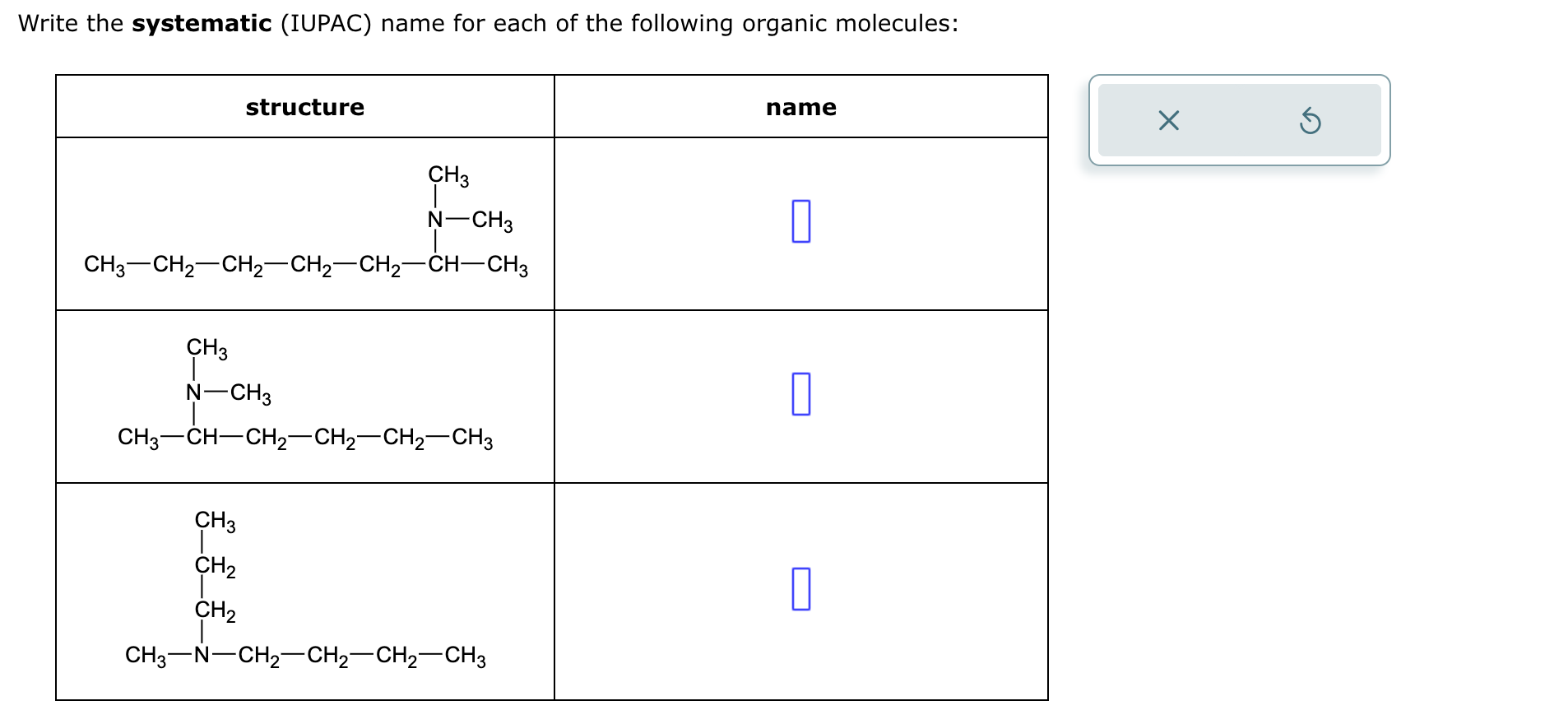 Solved Write the systematic (IUPAC) ﻿name for each of the | Chegg.com