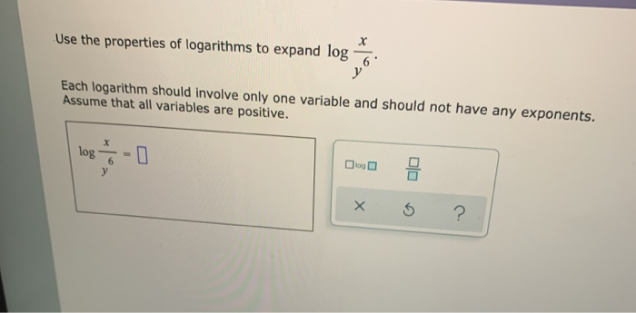 Solved Use the properties of logarithms to expand log Each | Chegg.com