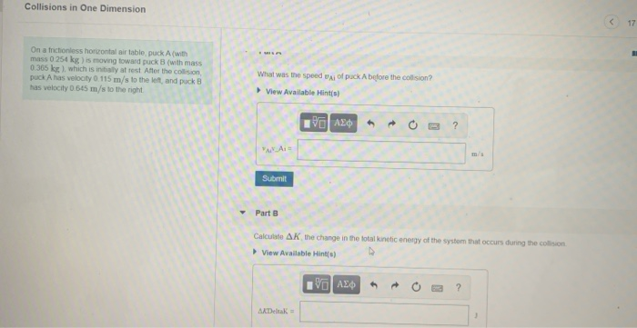 Solved Collisions in One Dimension 17 On a frictionless | Chegg.com