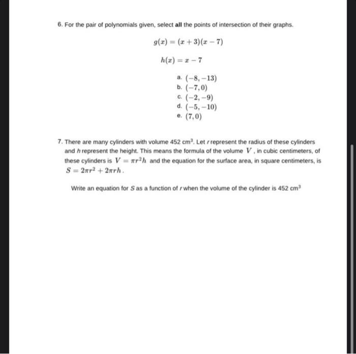 Solved Polynomials - End of Unit Assessment (V2) You may use | Chegg.com