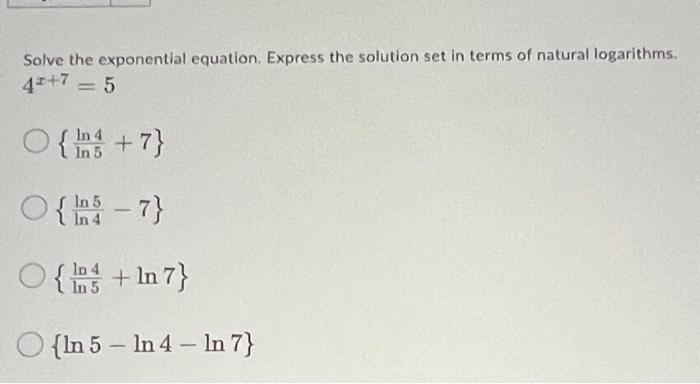 Solved Solve the exponential equation. Express the solution | Chegg.com