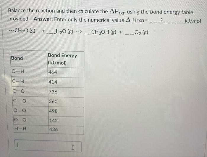 Solved Balance the reaction and then calculate the AHrxn | Chegg.com