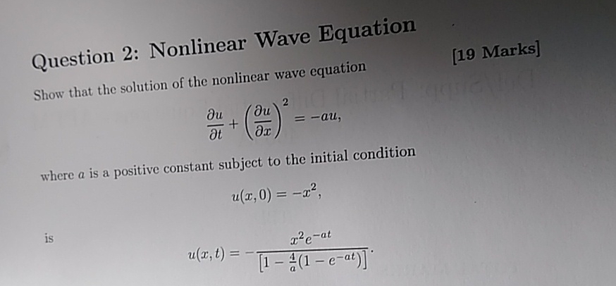 Solved Question 2: Nonlinear Wave EquationShow that the | Chegg.com