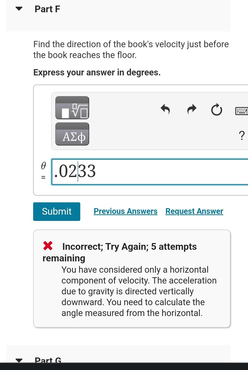 Solved Find the direction of the book's velocity just before | Chegg.com