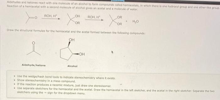 Solved Aldehydes and ketones react with one molecule of an | Chegg.com