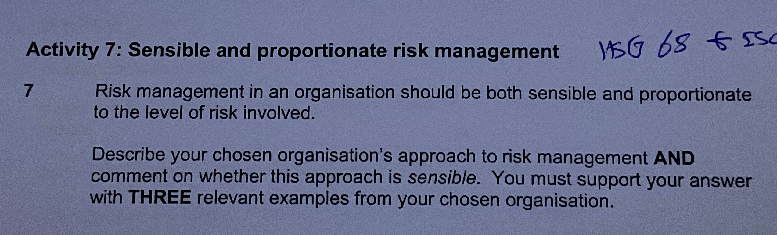 Solved Activity 7: Sensible and proportionate risk | Chegg.com