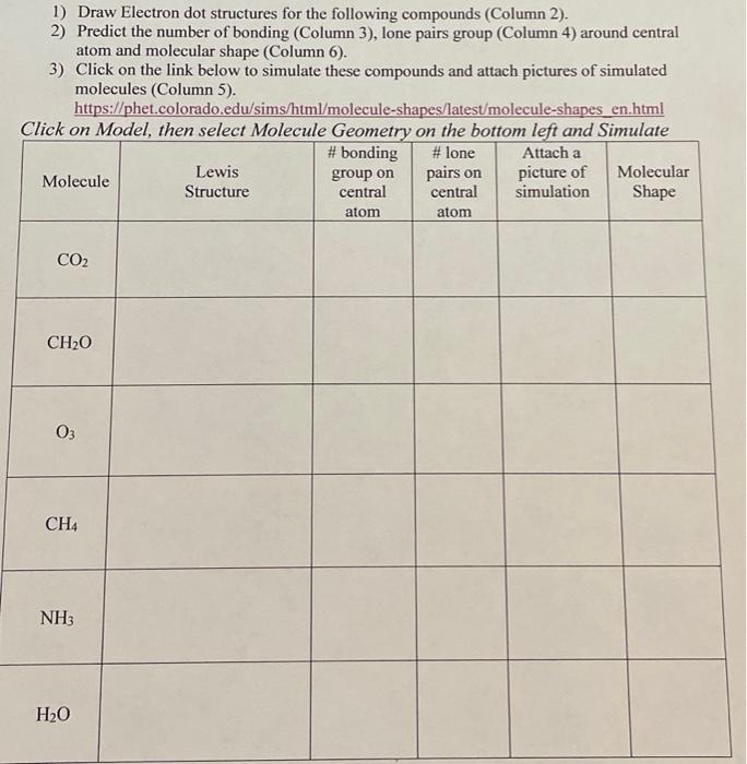 Solved 1) Draw Electron dot structures for the following | Chegg.com