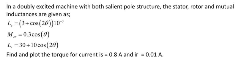 Solved In a doubly excited machine with both salient pole | Chegg.com