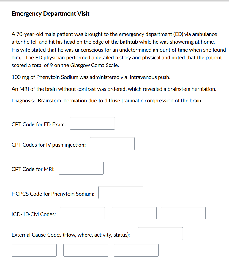 Solved Emergency Department VisitA 70-year-old male patient | Chegg.com