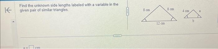 Solved Find the unknown side lengths labeled with a variable | Chegg.com