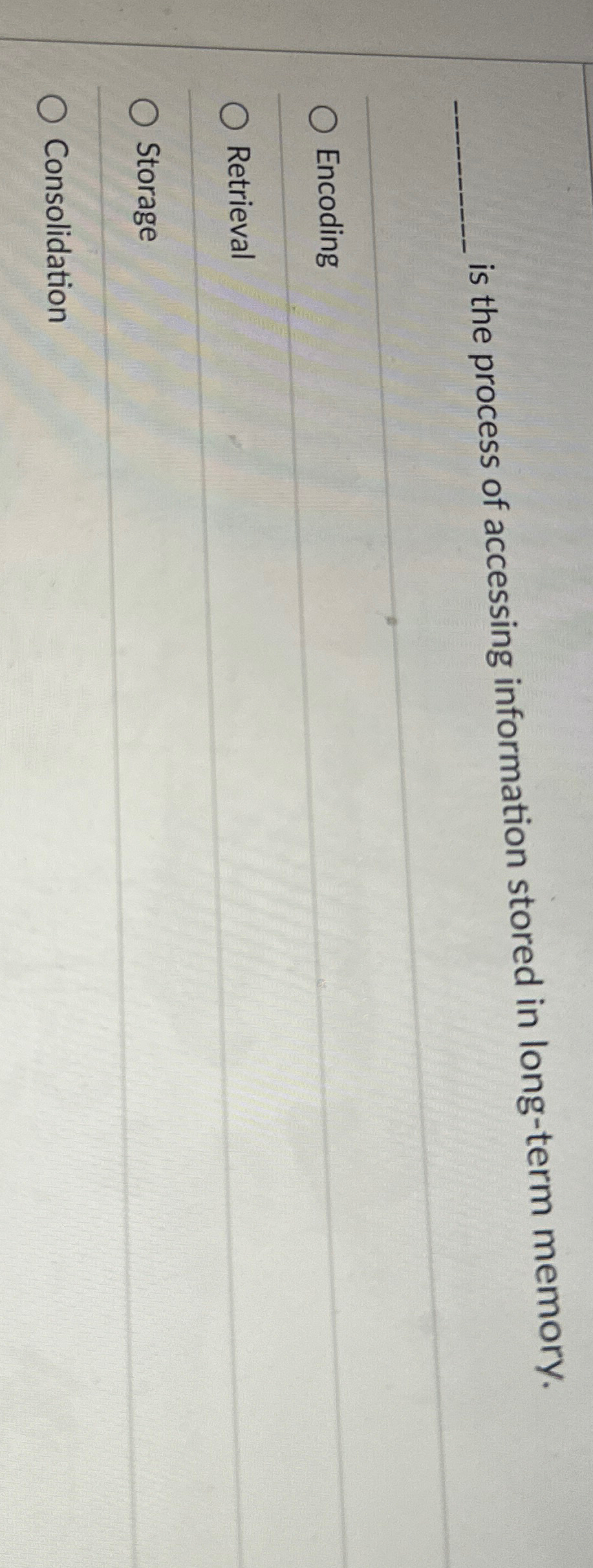 Solved is the process of accessing information stored in | Chegg.com