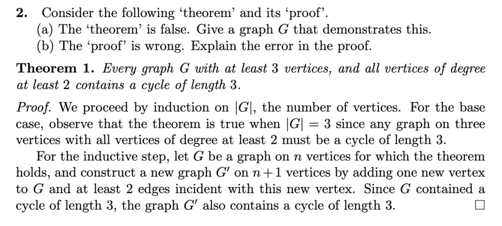 Solved 2. ﻿Consider the following 'theorem' and its 'proof'. | Chegg.com