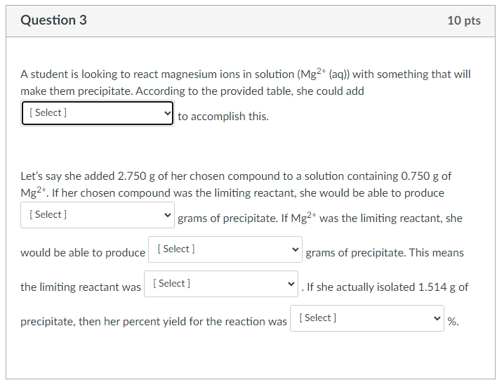 Solved Question 3A student is looking to react magnesium | Chegg.com