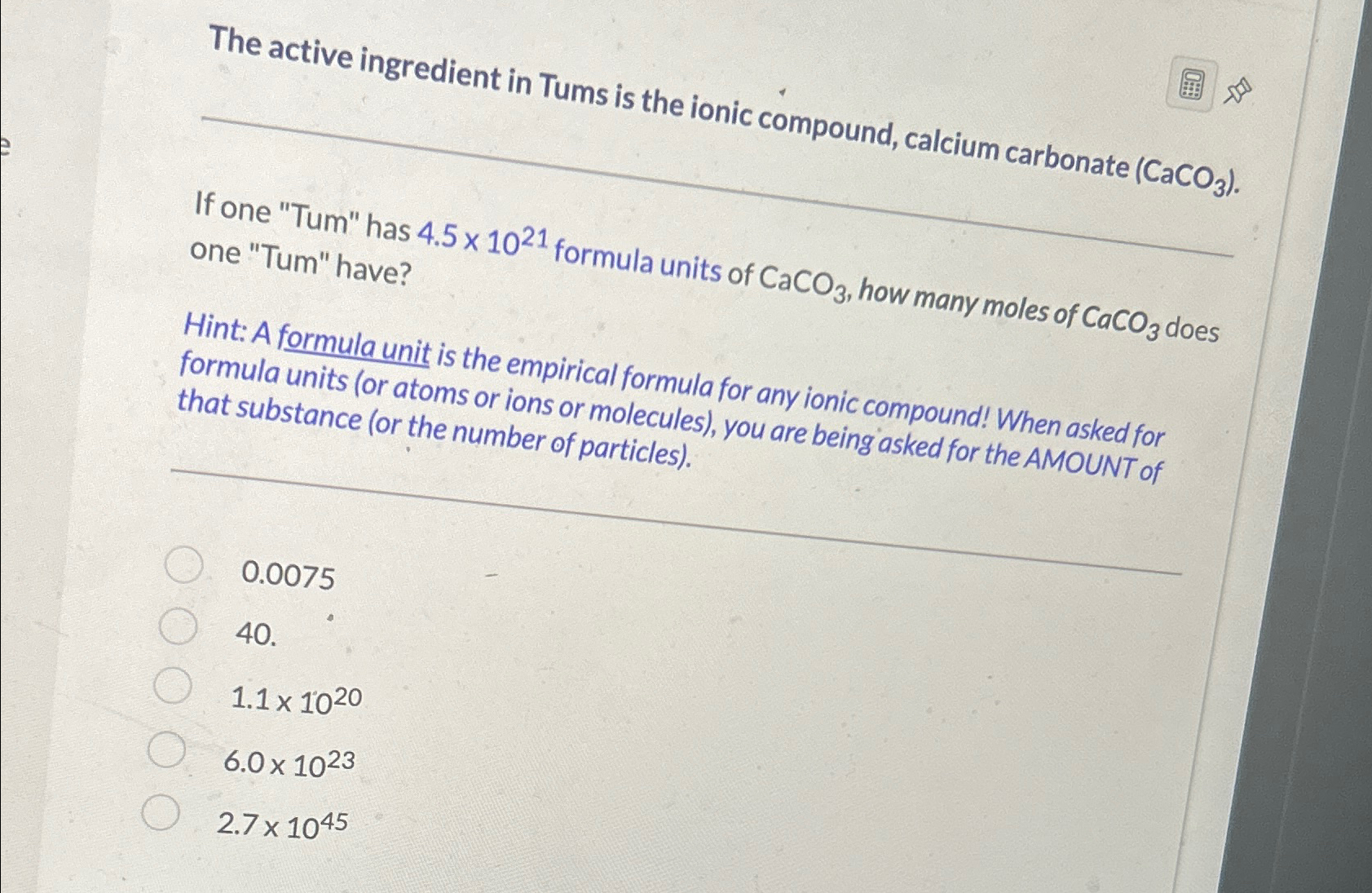 Solved The active ingredient in Tums is the ionic compound, | Chegg.com