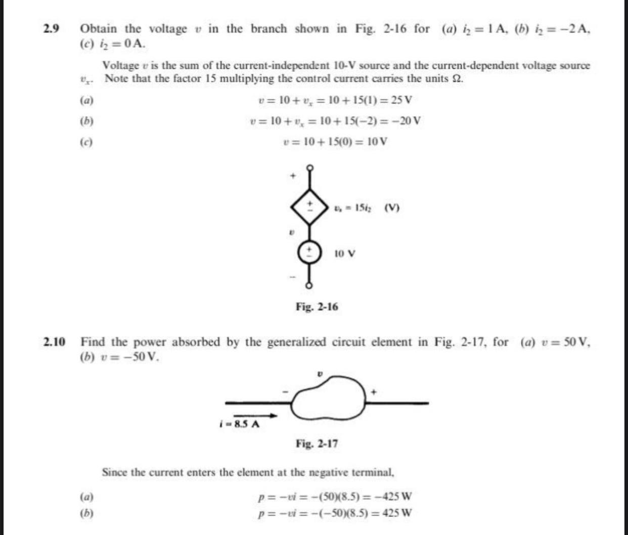 Solved 2.9 Obtain the voltage v in the branch shown in Fig. | Chegg.com