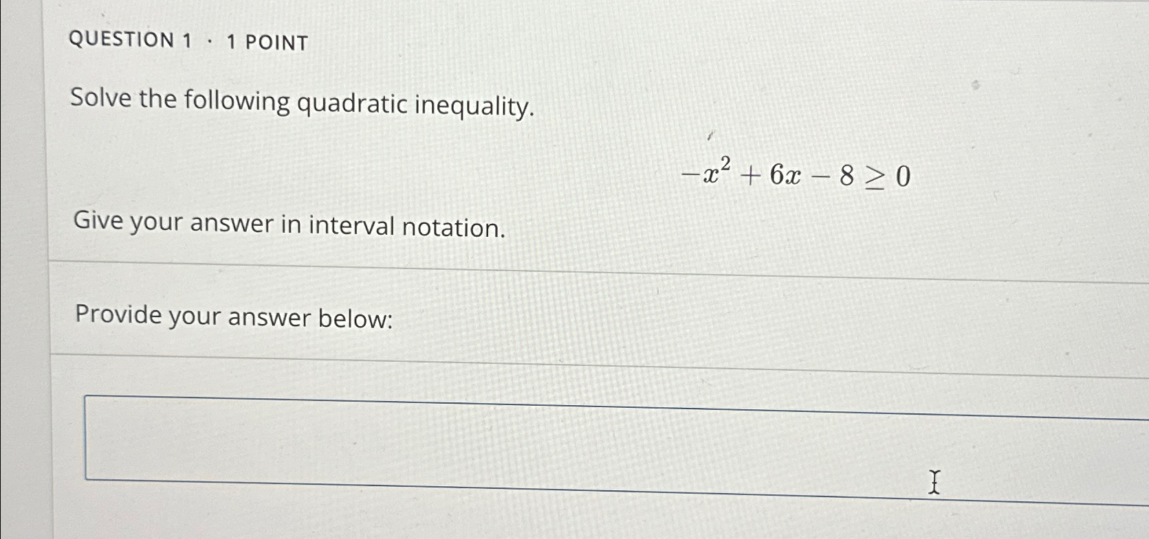 Solved QUESTION 1 - 1 POINTSolve the following quadratic | Chegg.com Solved QUESTION 1 - 1 POINTSolve the following quadratic | Chegg.com
