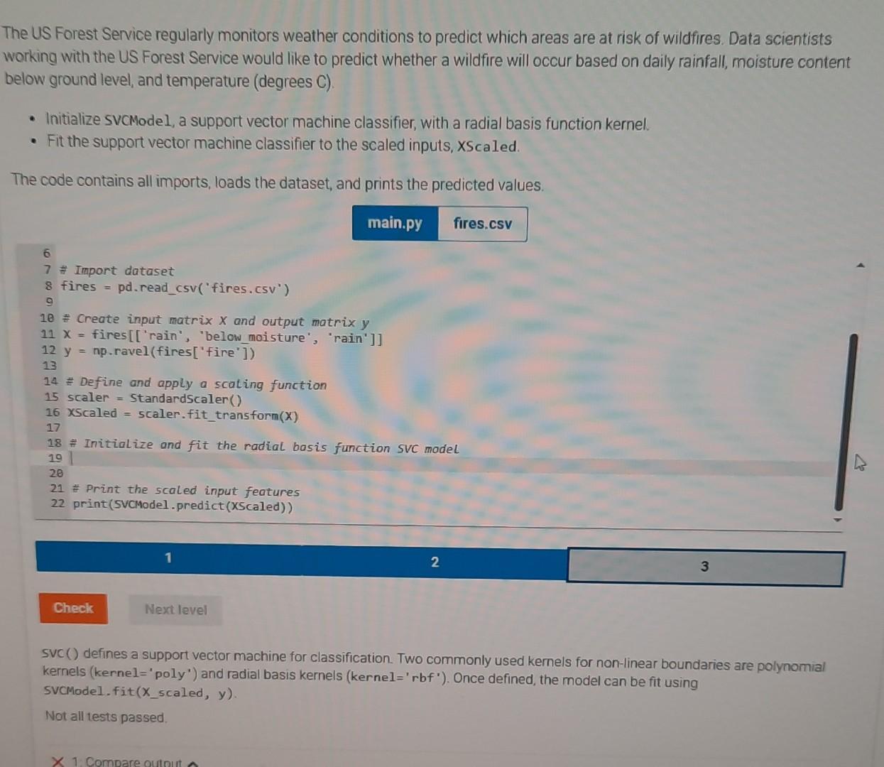 Solved CHALLENGE ACTIVITY 9.4.2. Support vector machine | Chegg.com