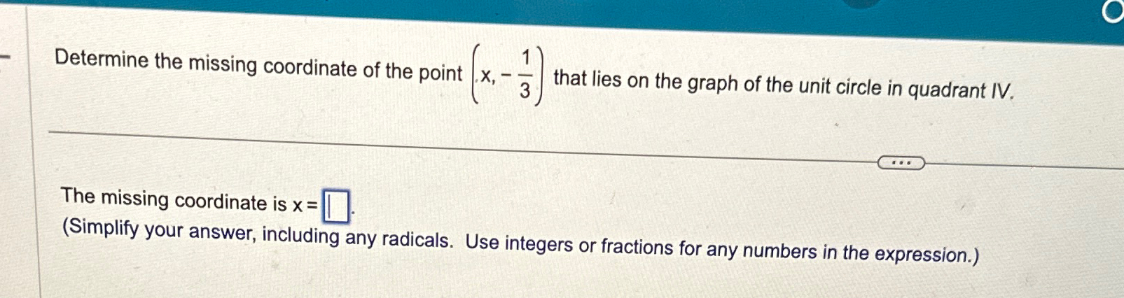 Solved Determine the missing coordinate of the point (x,-13) | Chegg.com