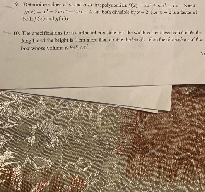 Solved Determine values of m and n so that polynomials f(x) | Chegg.com