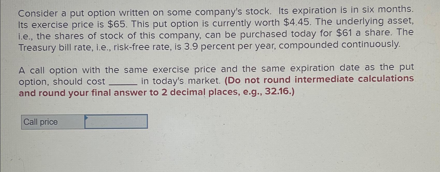 Solved Consider a put option written on some company's | Chegg.com