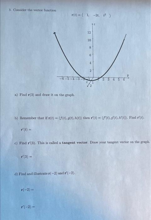 Solved 3. Consider the vector function r(t)= 1,−2t,t2 a) | Chegg.com
