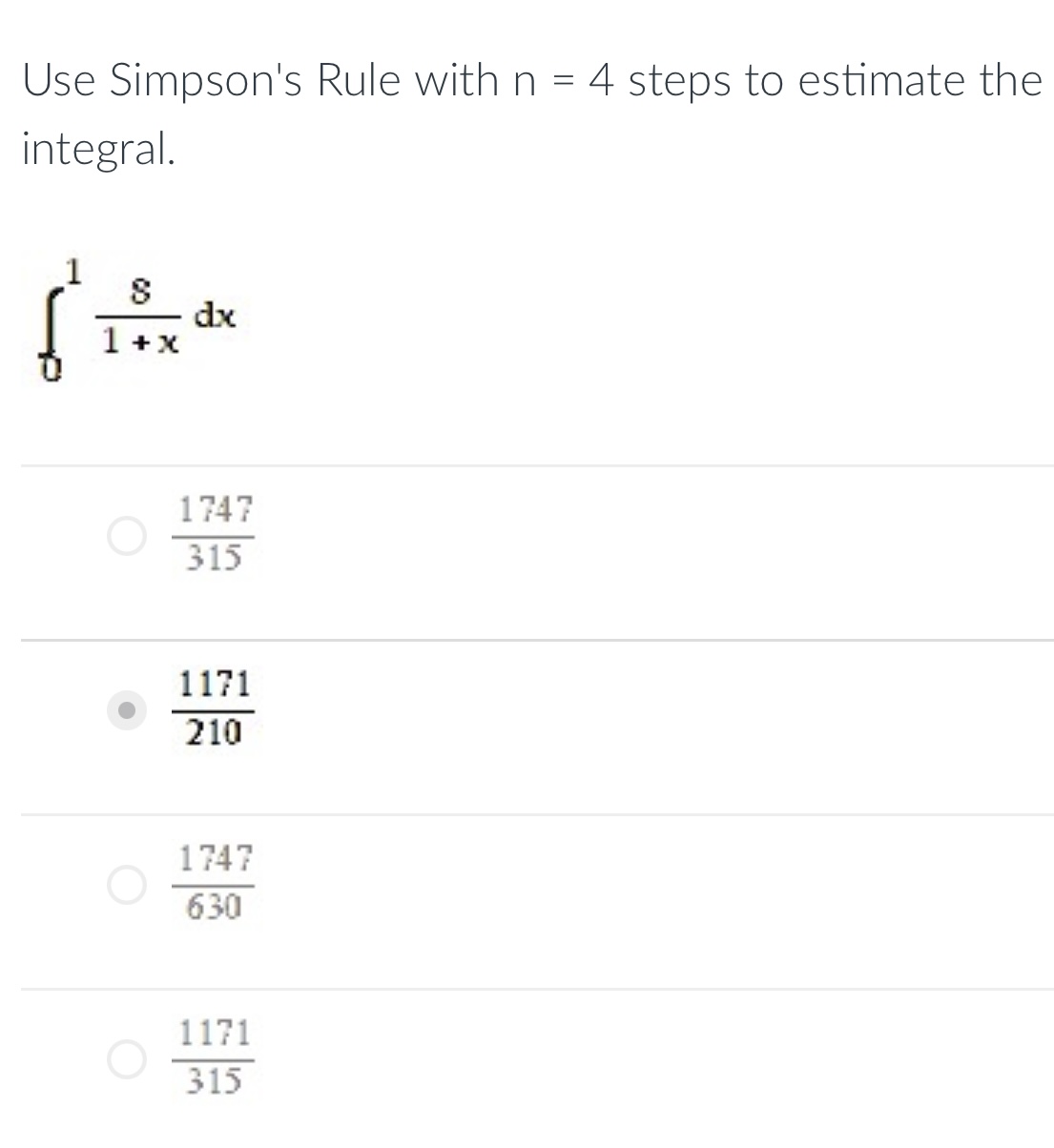 Solved Use Simpson's Rule with n=4 ﻿steps to estimate | Chegg.com