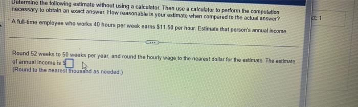 Solved Determine the following estimate without using a | Chegg.com