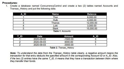 Output for the database admin during the execution of | Chegg.com