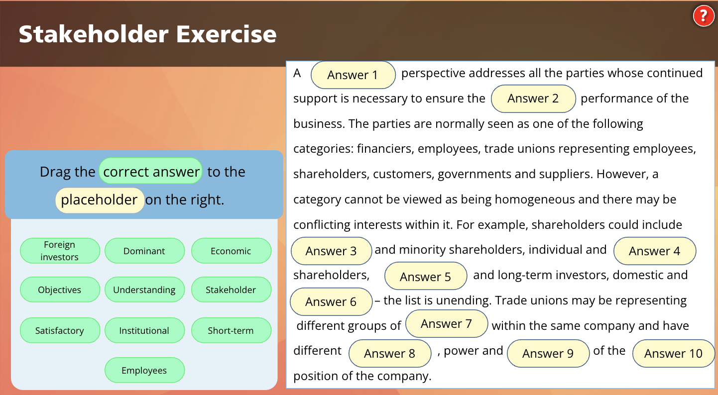 Solved Stakeholder ExerciseDrag the correct answer to | Chegg.com