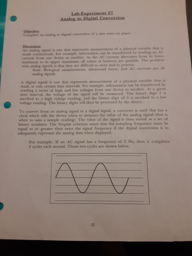 Solved Instructions An Analog Signal Has A Frequency Of 7
