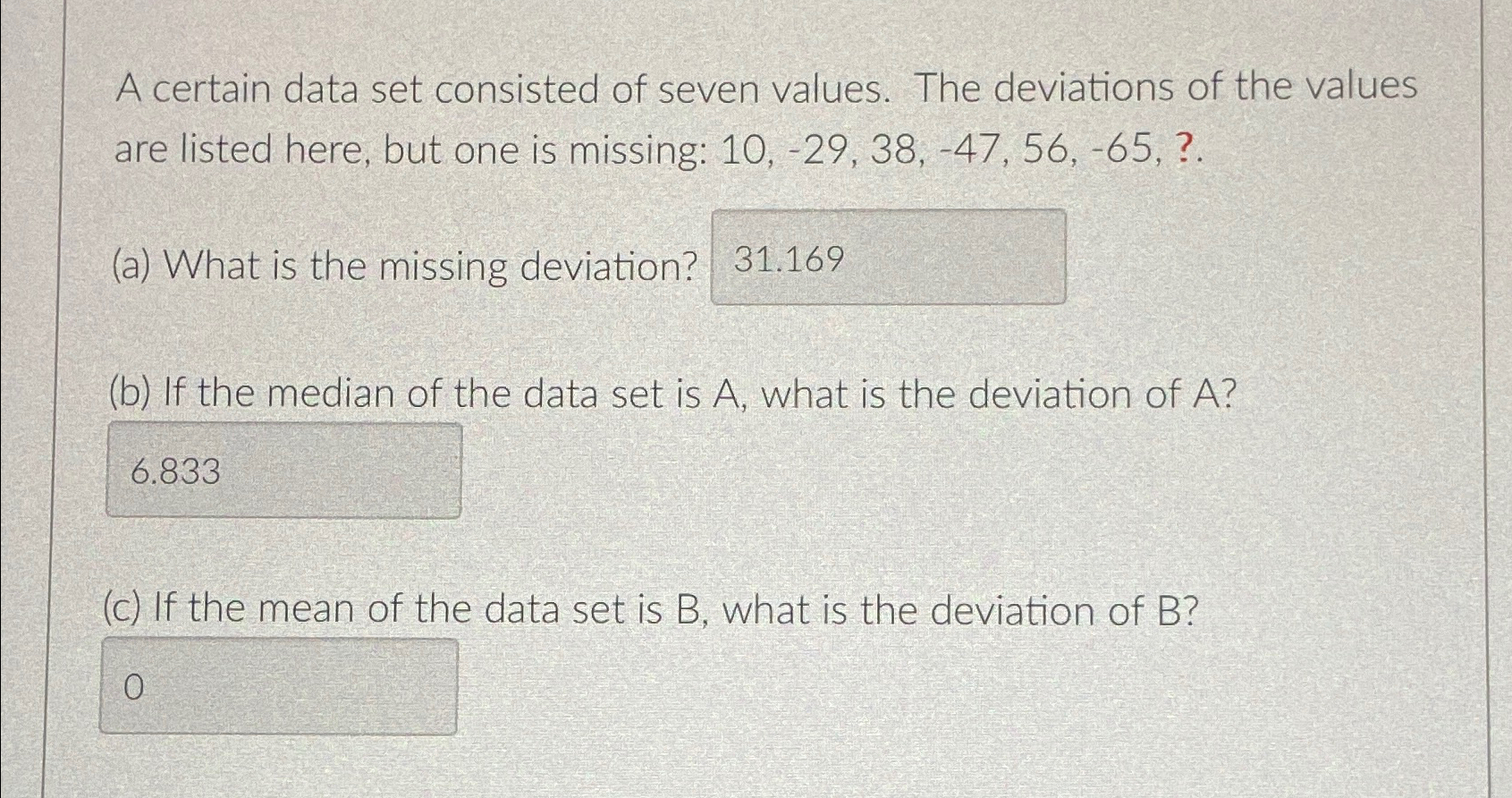 Solved A certain data set consisted of seven values. The | Chegg.com